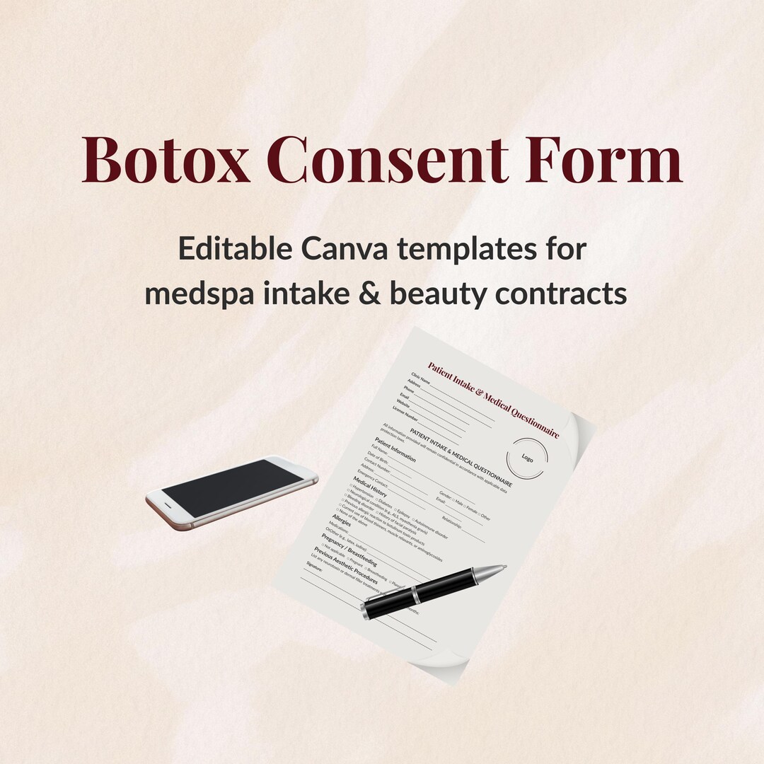 Botox Consent Form A4 Editable Canva Template,digital Download for ...