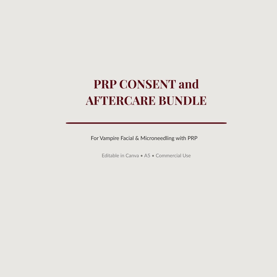 PRP Consent Form and Aftercare Guide Editable in Canva A5 Digital ...