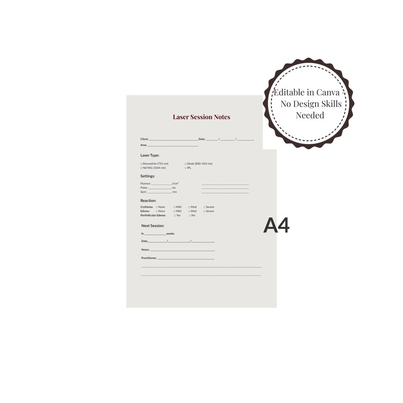 Laser Consent Form A4 Editable Template - Etsy