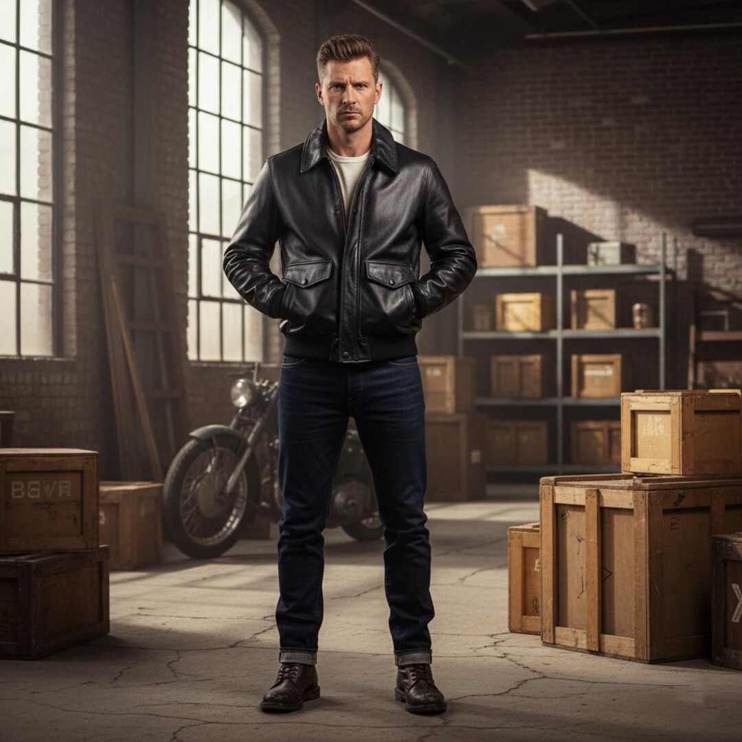 Men's Vintage Black A2 Aviator Leather-jacket, Handmade WW2 Bomber ...