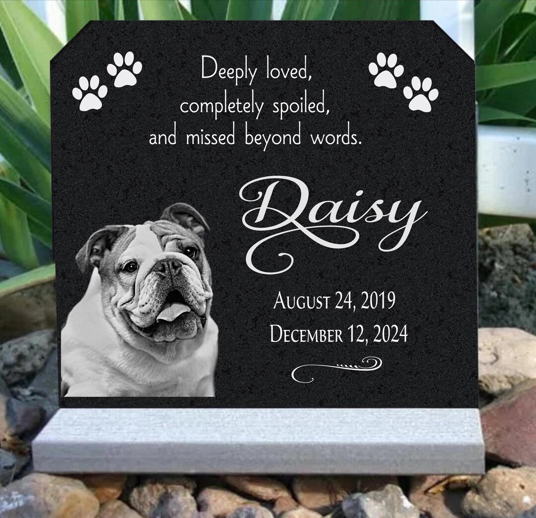 Pet Loss Memorial Headstone Dog Cat Engraved Image With Your Pet Photo ...