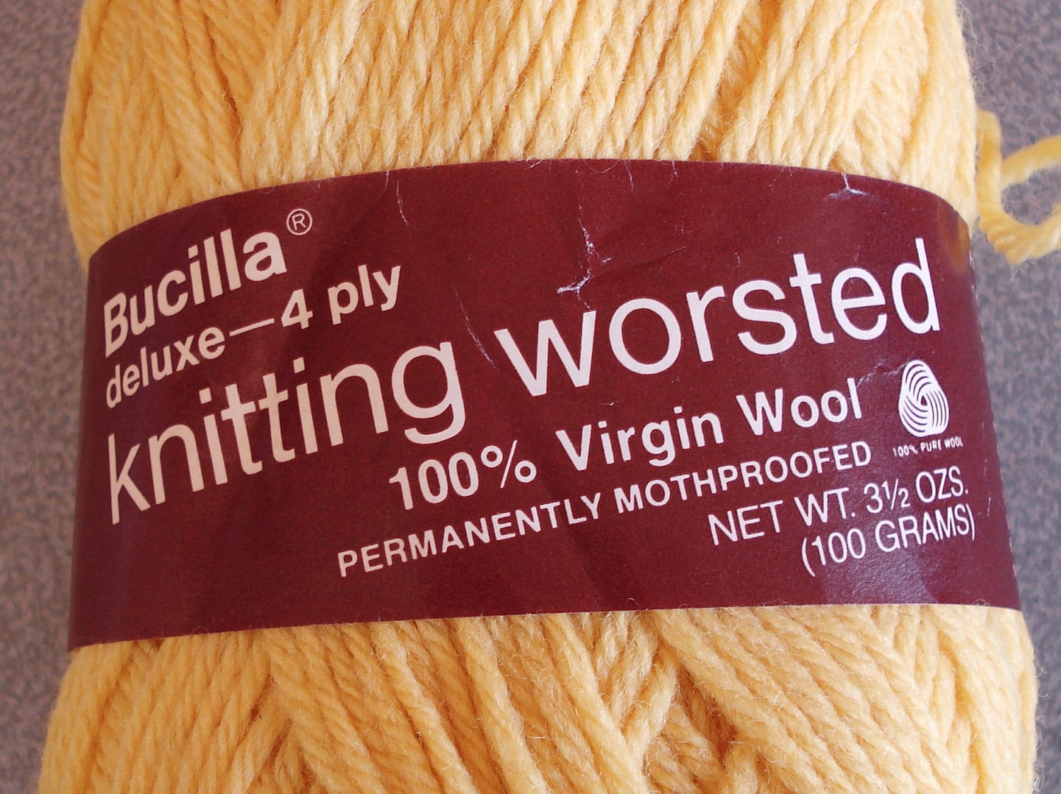 BUCILLA WORSTED Yellow 4 Ply 100% Virgin Wool Yarn 100 Gr A | Etsy