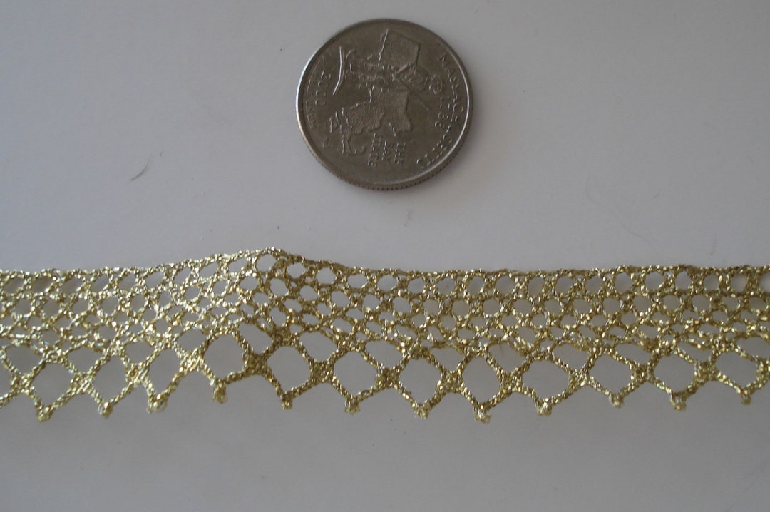 Metallic Gold Fringed Trim 7/8 Inches Wide Gold Edging Metallic Border ...