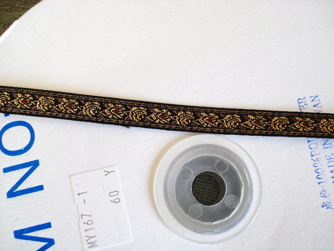 Black Red and Metallic Gold Brocade Ribbon 3/8" Wide. - Etsy