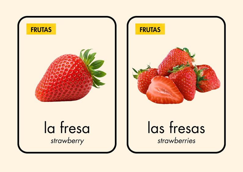 Spanish Fruit Flashcards • Real Photos • Printable Vocabulary Cards ...