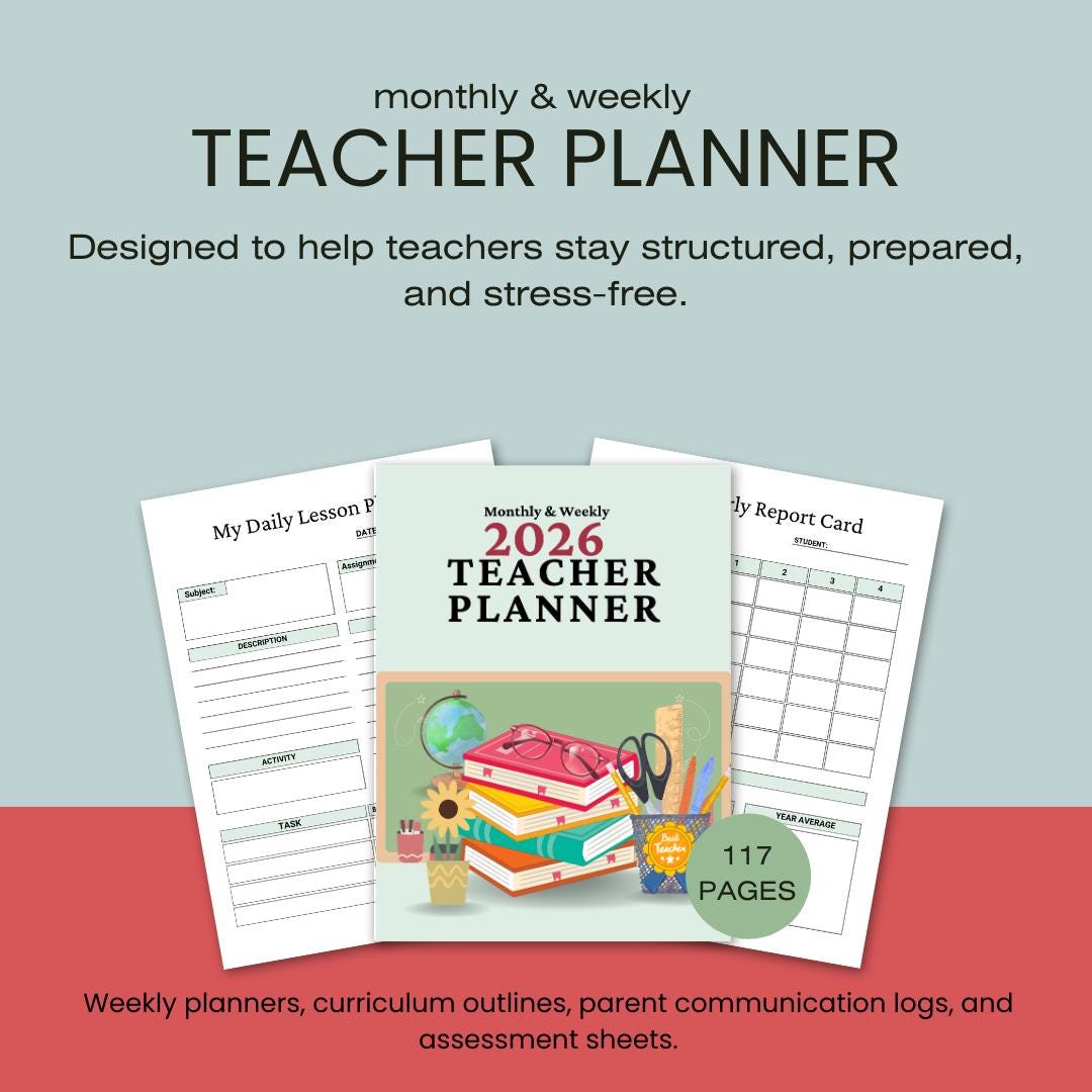 Teacher Planner Printable | Lesson Plans, Attendance & Classroom ...