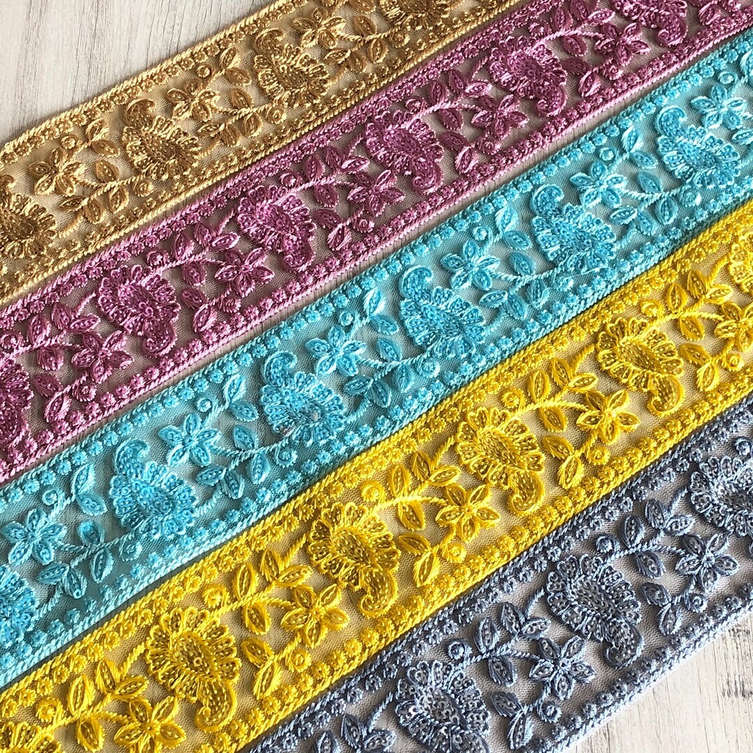 Saree Border Indian Lace Trim by the Yard, Embroidered Ribbon Sari ...