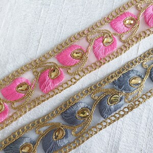Embroidered Indian Trim by the Yard Indian Fabric Trim Sari Border ...