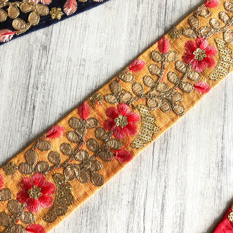 Saree Border Indian Lace Trim by the Yard Embroidered Ribbon | Etsy