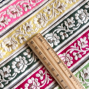 Indian Brocade/jacquard Fabric Trim-grosgrain Ribbon Trim-floral Design ...