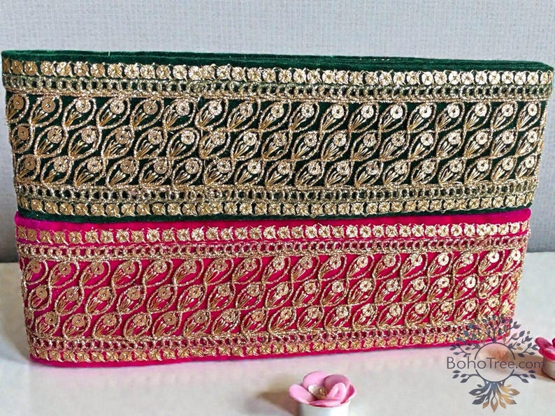 Zari Embroidered Lace Trim Border for Saree Blouse Lehenga Sewing ...