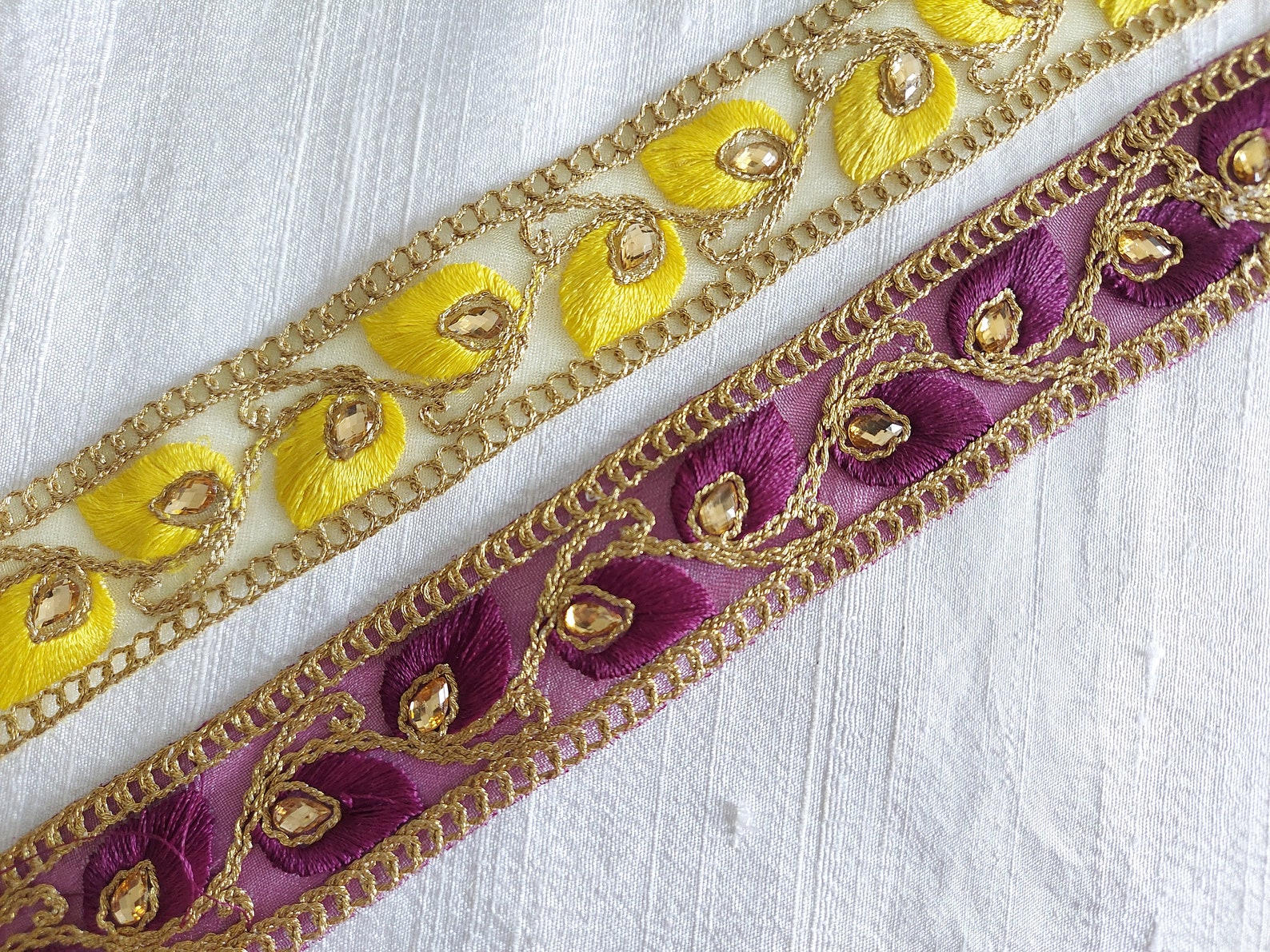 Embroidered Indian Trim by the Yard Indian Fabric Trim Sari Border ...