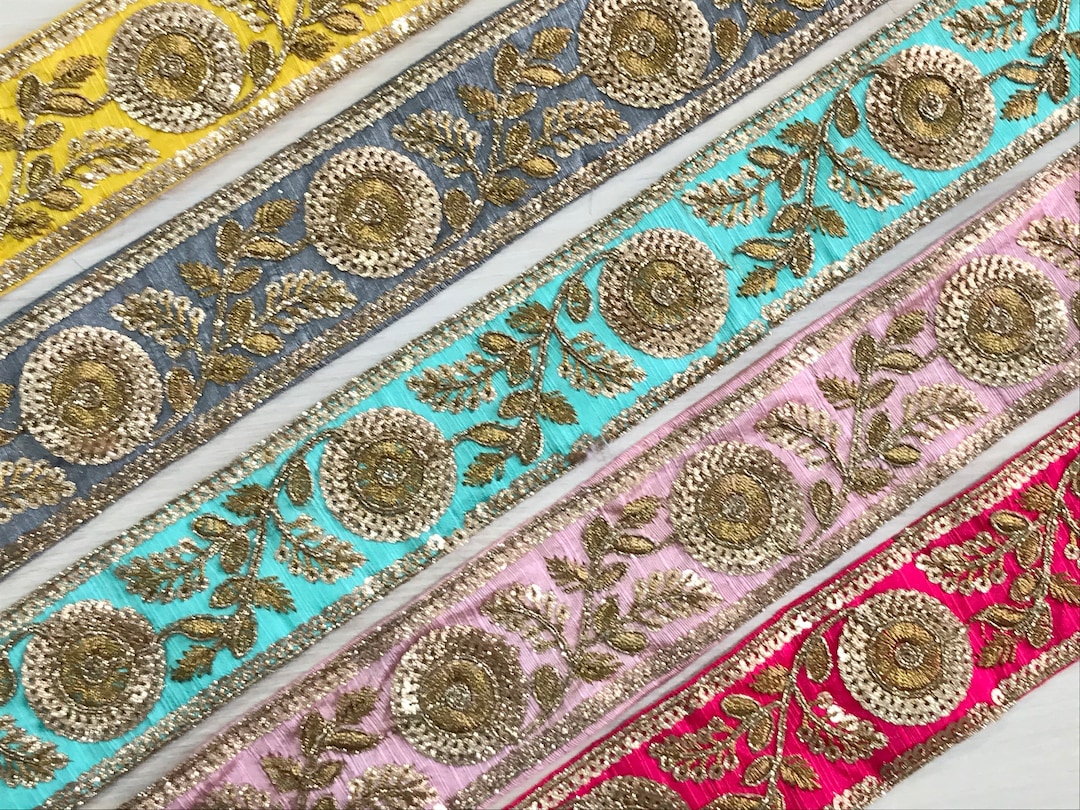 Saree Border Indian Lace Trim by the Yard, Embroidered Ribbon Sari ...
