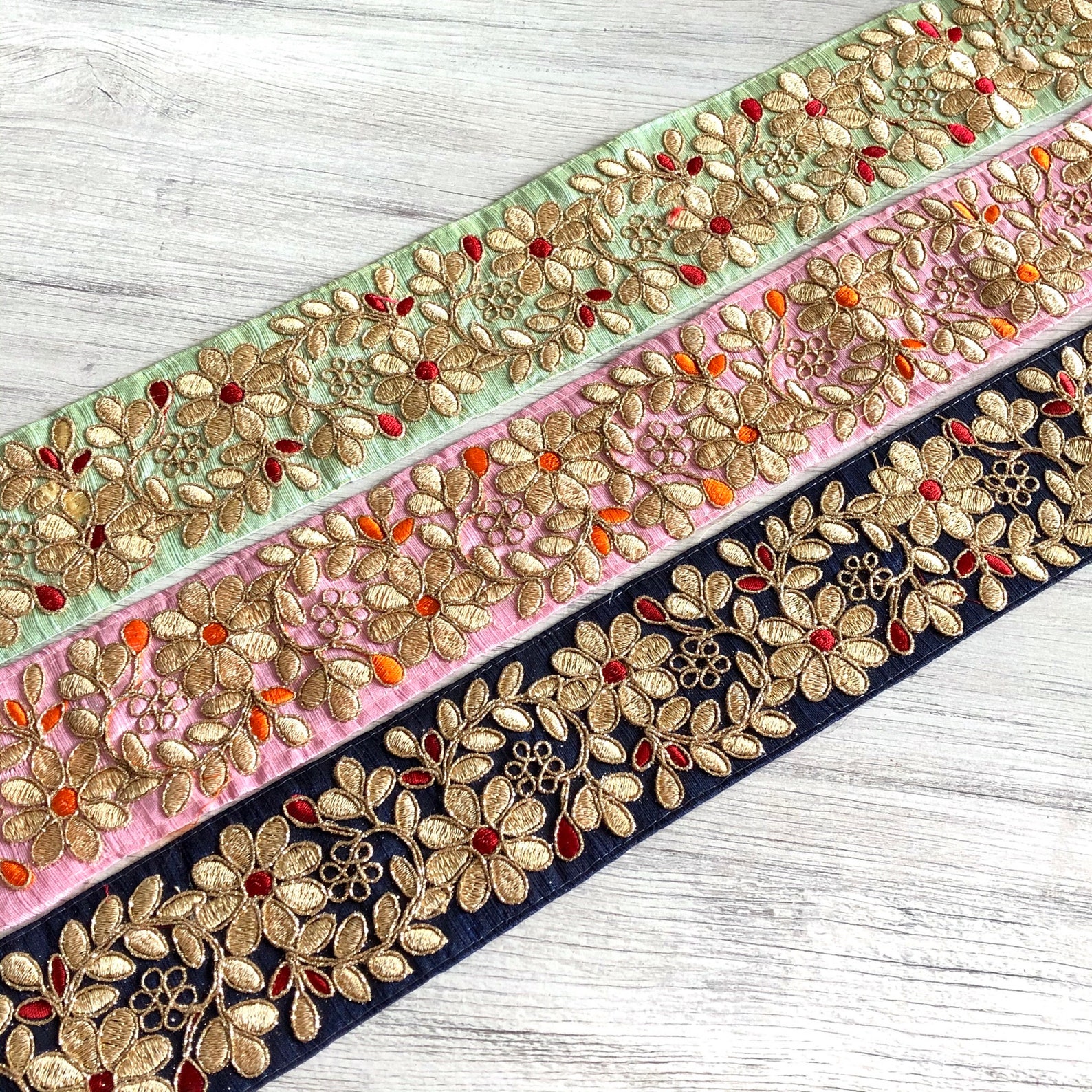 Sari fabric Indian trim Sari Silk Fabric Trim Embroidered | Etsy