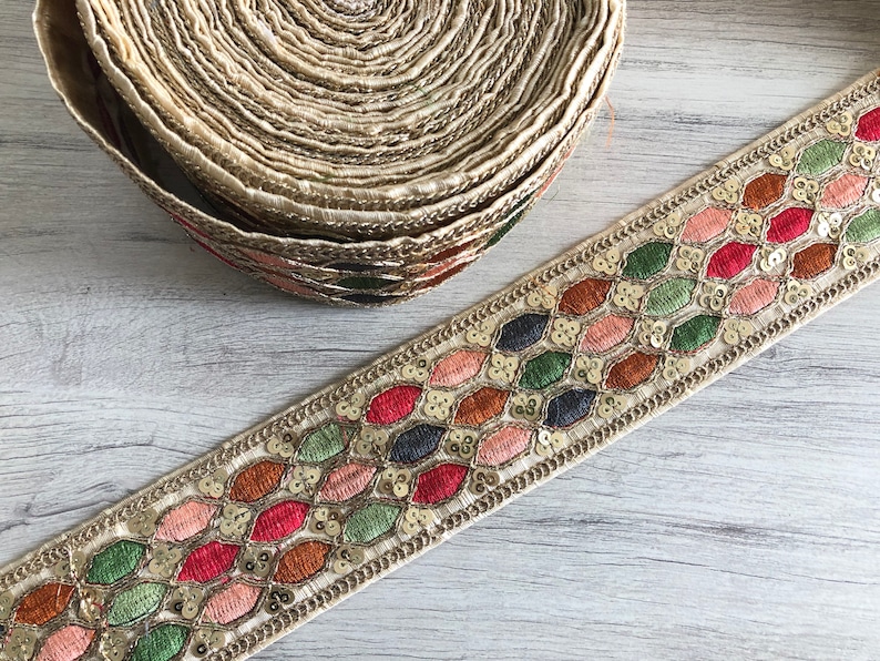 Sari Fabric Trim-multi Colour Embroidered Saree Border Trim | Etsy