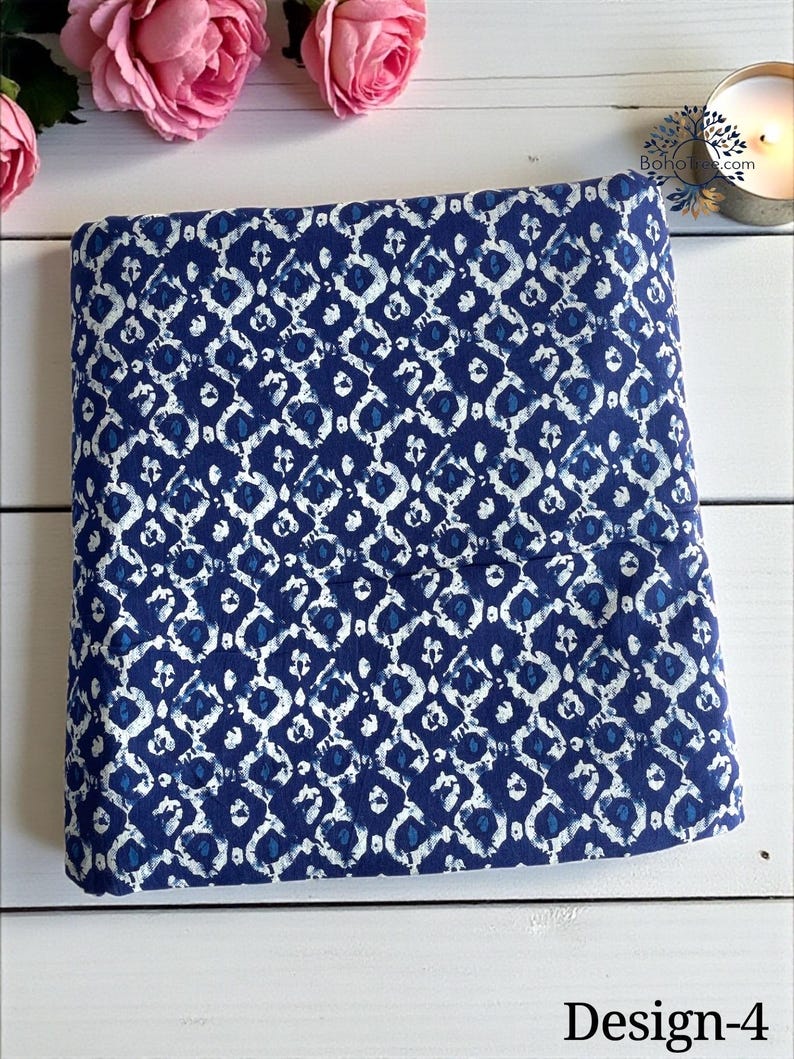 Half Yard-traditional Design-indigo Hand Block Printed Cotton Fabric ...