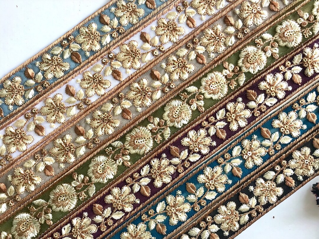 Net Fabric Saree Border Indian Lace Trim by the Yard, Sari Fabric Trim ...