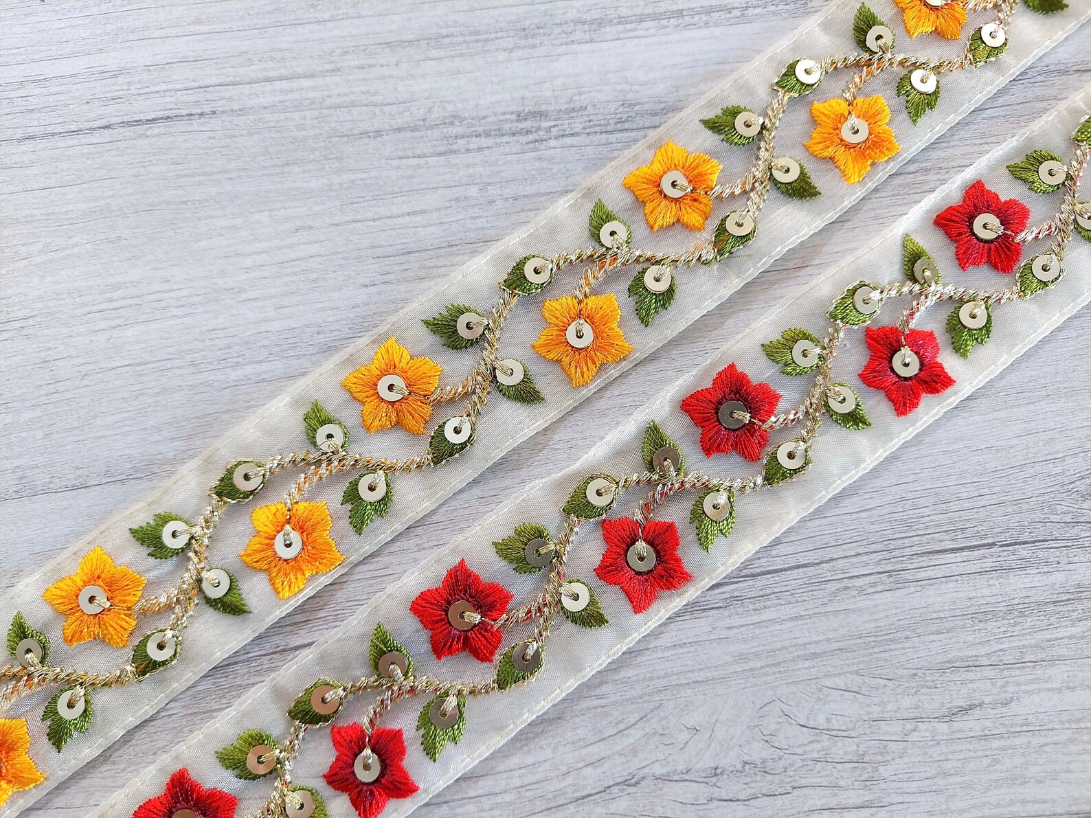 Embroidered Indian Trim by the Yard Indian Fabric Trim Sari - Etsy