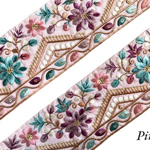 Sari Fabric Indian Trim, Sari Silk Fabric Trim-embroidered Trim, Sari ...