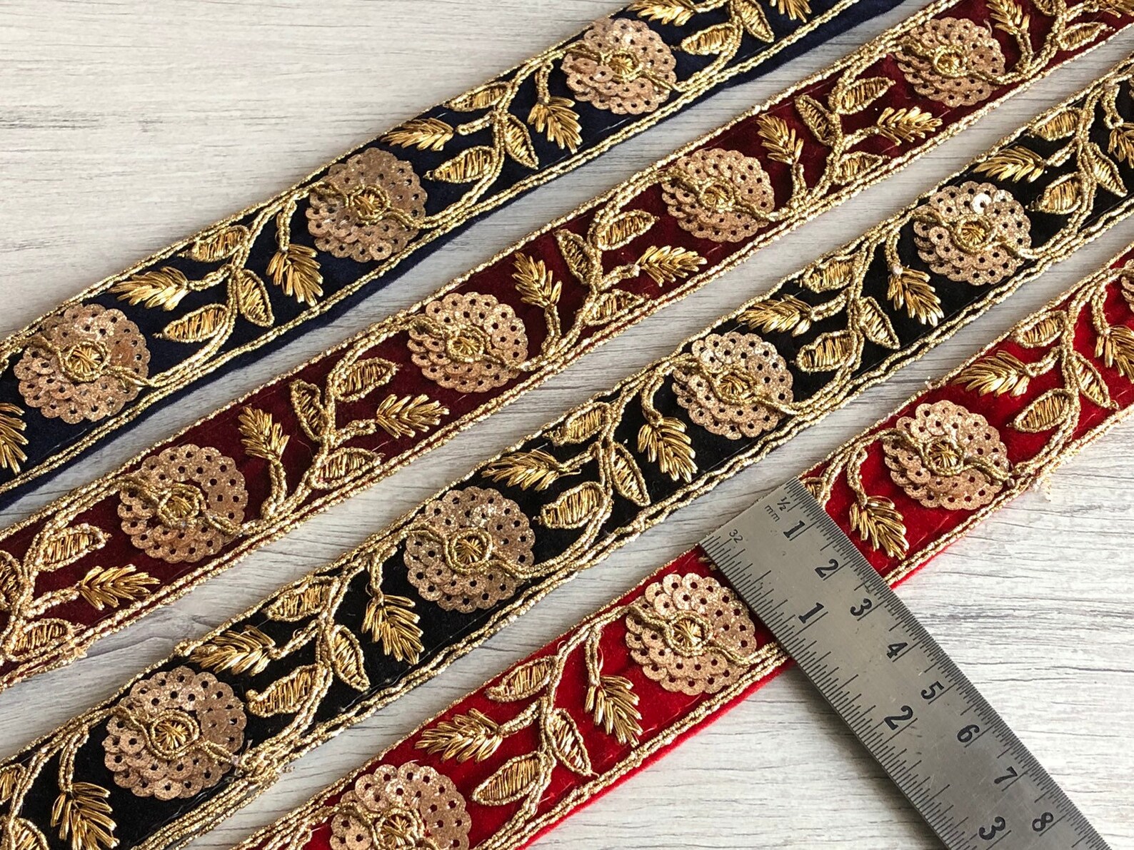 Sari Fabric Indian Trim Sari Velvet Fabric Trim Embroidered | Etsy