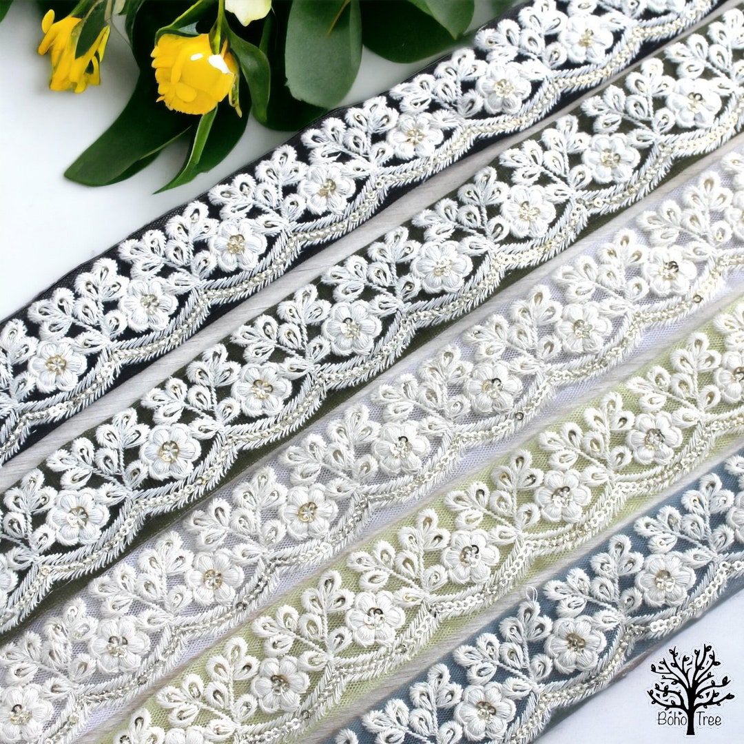 Net Fabric Saree Border Indian Lace Trim by the Yard, Sari Fabric Trim ...
