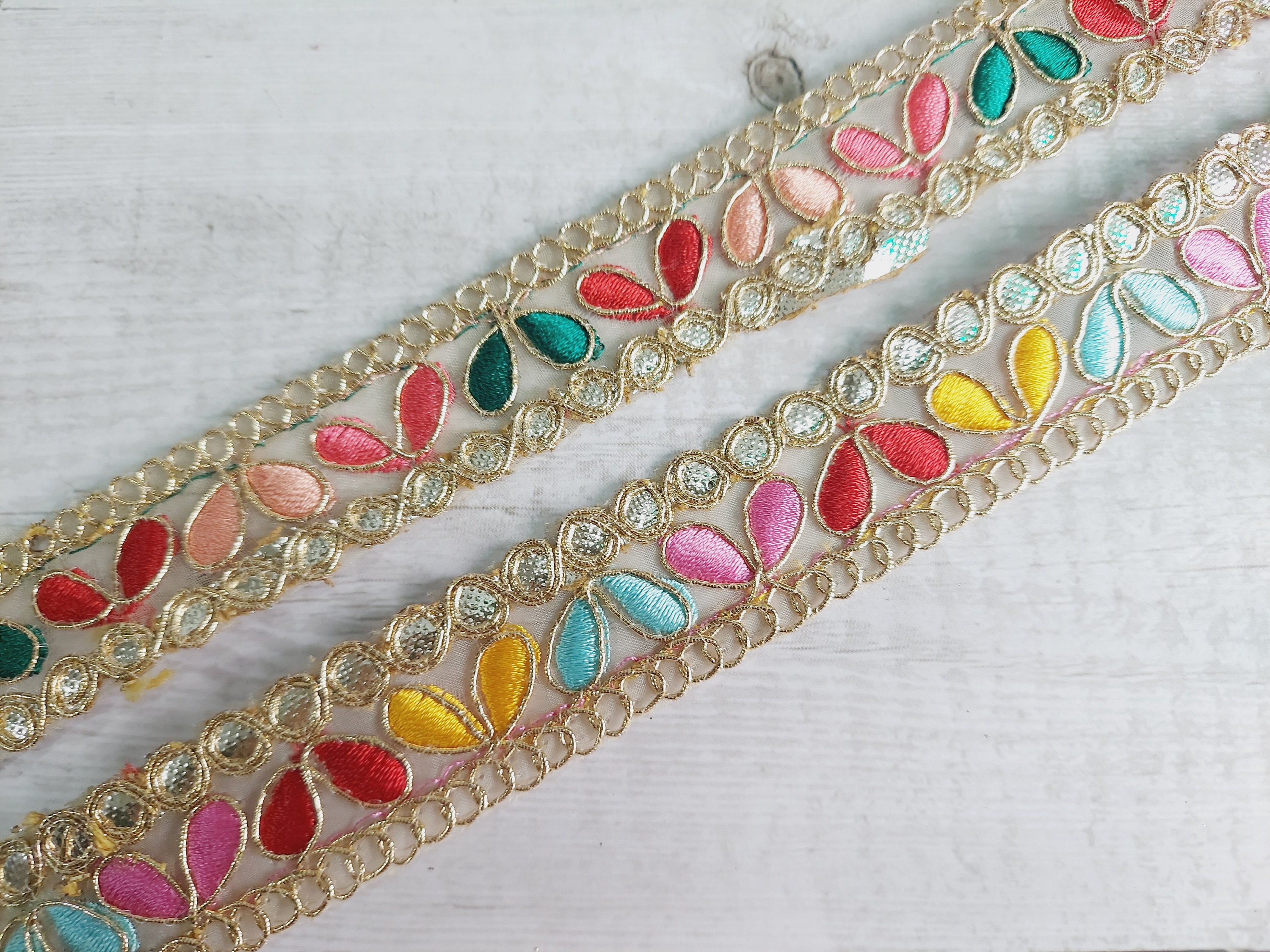 Sari fabric Indian trim Embroidered Trim Saree Border | Etsy