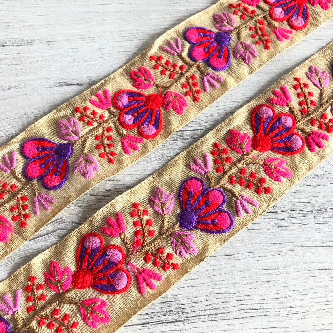 Sari Fabric Trim-multi Colour Embroidered Sari Border-silk - Etsy