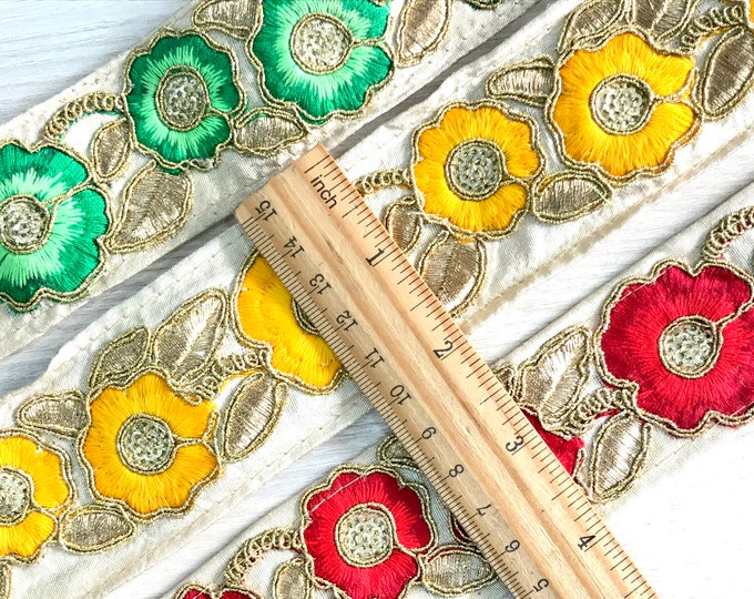 Saree Border Indian Lace Trim by the Yard, Embroidered Trim Sari Fabric ...