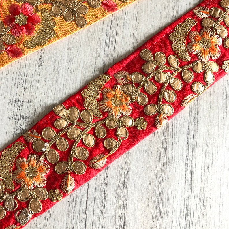 Saree Border Indian Lace Trim by the Yard Embroidered Ribbon | Etsy