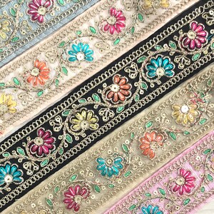 Sari Fabric Trim-multi Colour Embroidered Saree Border Trim for ...