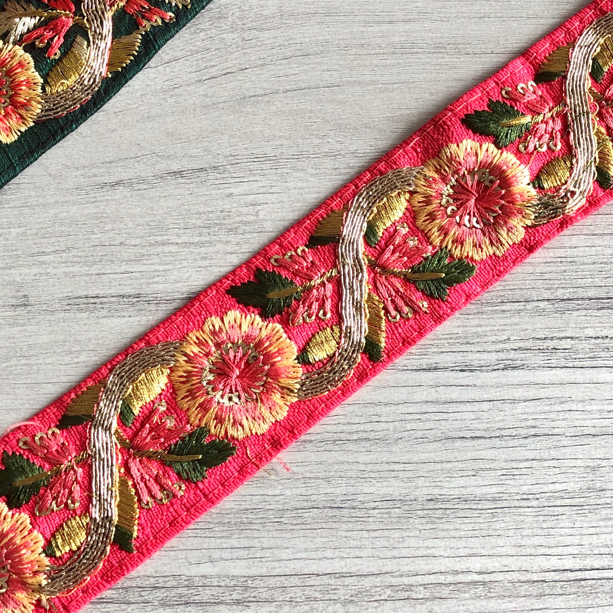 Embroidered Indian Trim By The Yard Indian Fabric Trim Sari | Etsy