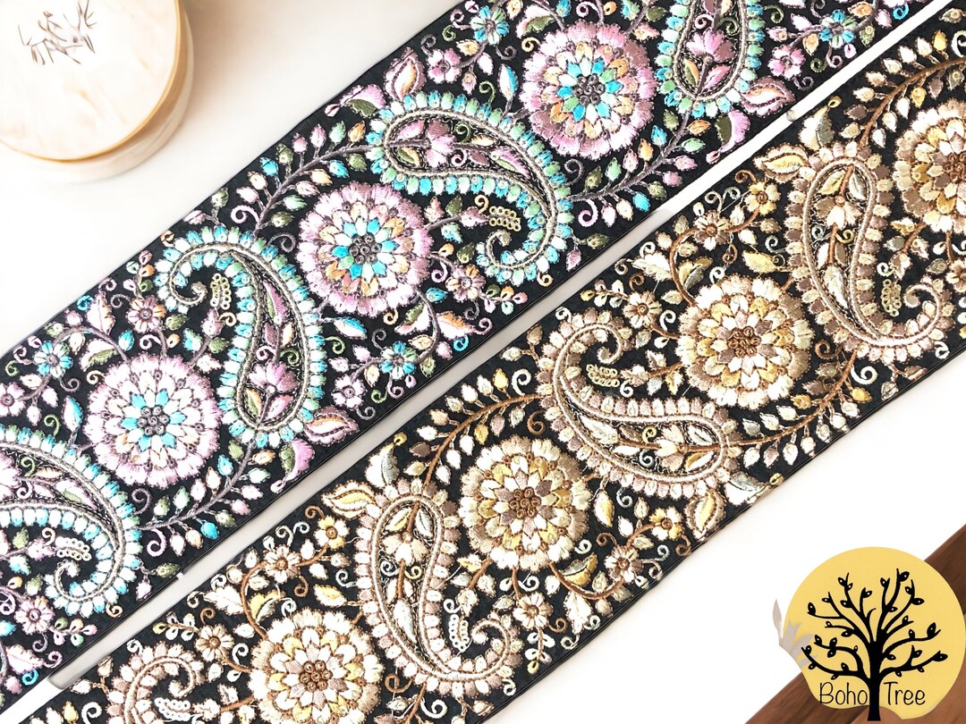 Saree Border Indian Lace Trim by the Yard, Embroidered Trim Sari Fabric ...