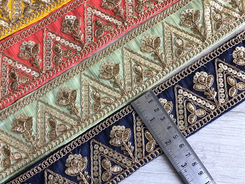 Embroidered Indian Trim by the Yard Indian Fabric Trim Sari | Etsy