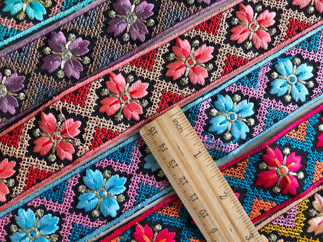Embroidered Indian Trim by the Yard Indian Fabric Trim Sari Border ...