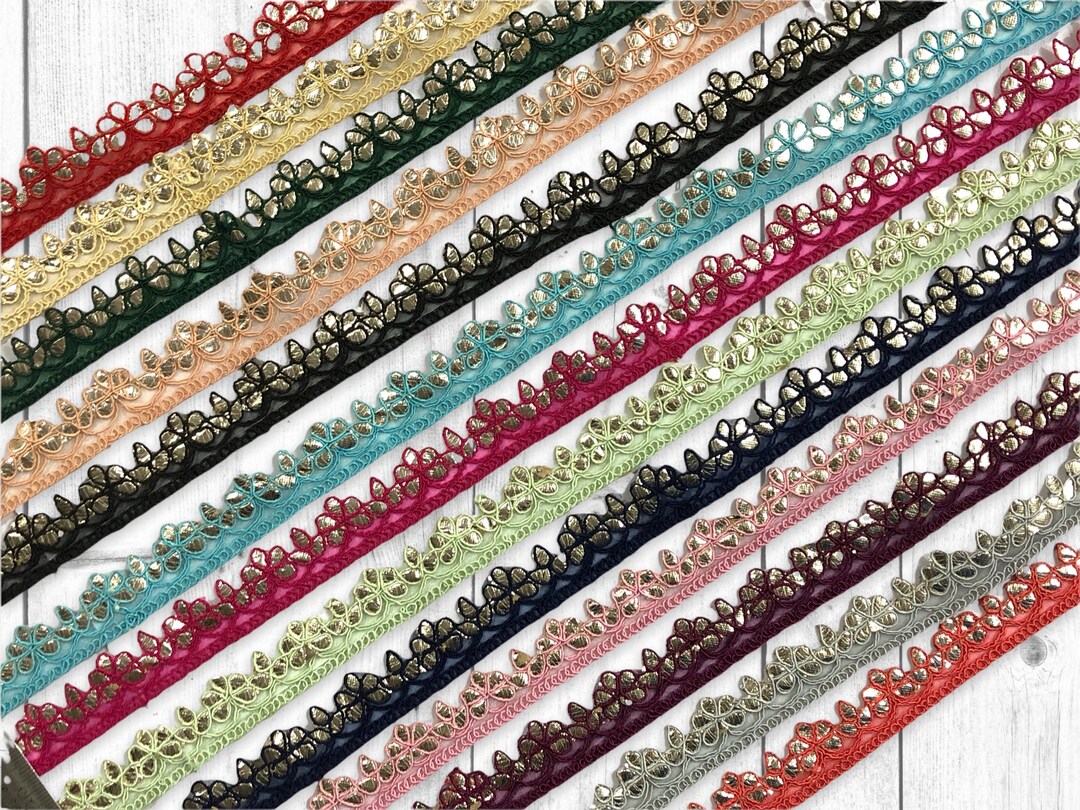Gold Fabric Trim, Cut Work Embroidered Trim, Indian Sari Fabric Trim ...