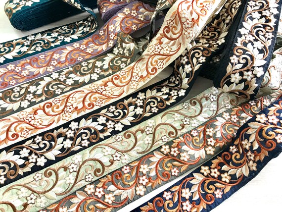 Silk Fabric Trim-multi Colour Embroidered Sari Border-silk - Etsy