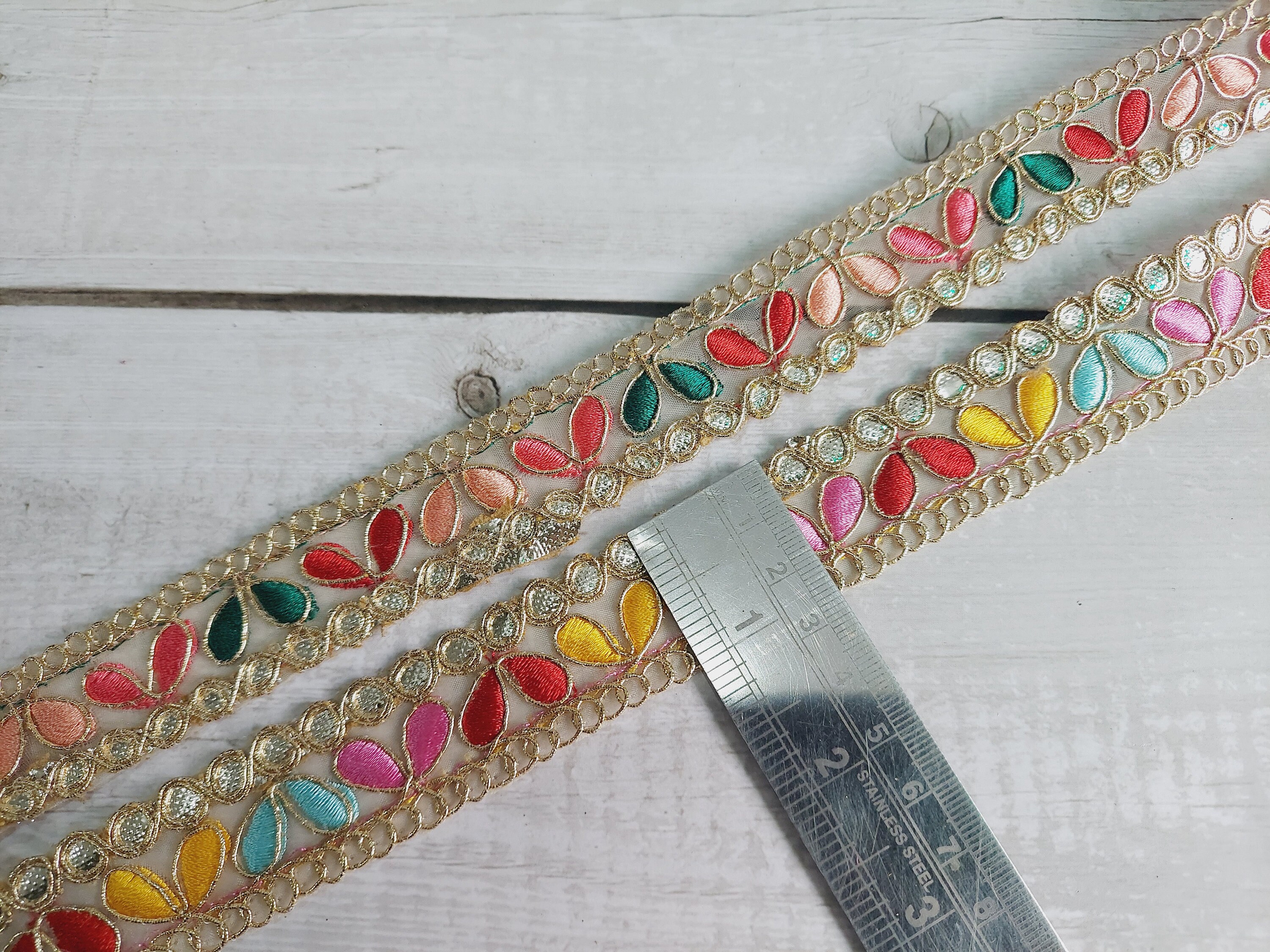 Sari fabric Indian trim Embroidered Trim Saree Border | Etsy