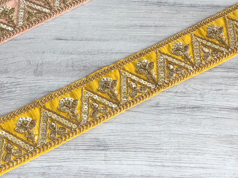 Embroidered Indian Trim by the Yard Indian Fabric Trim Sari | Etsy