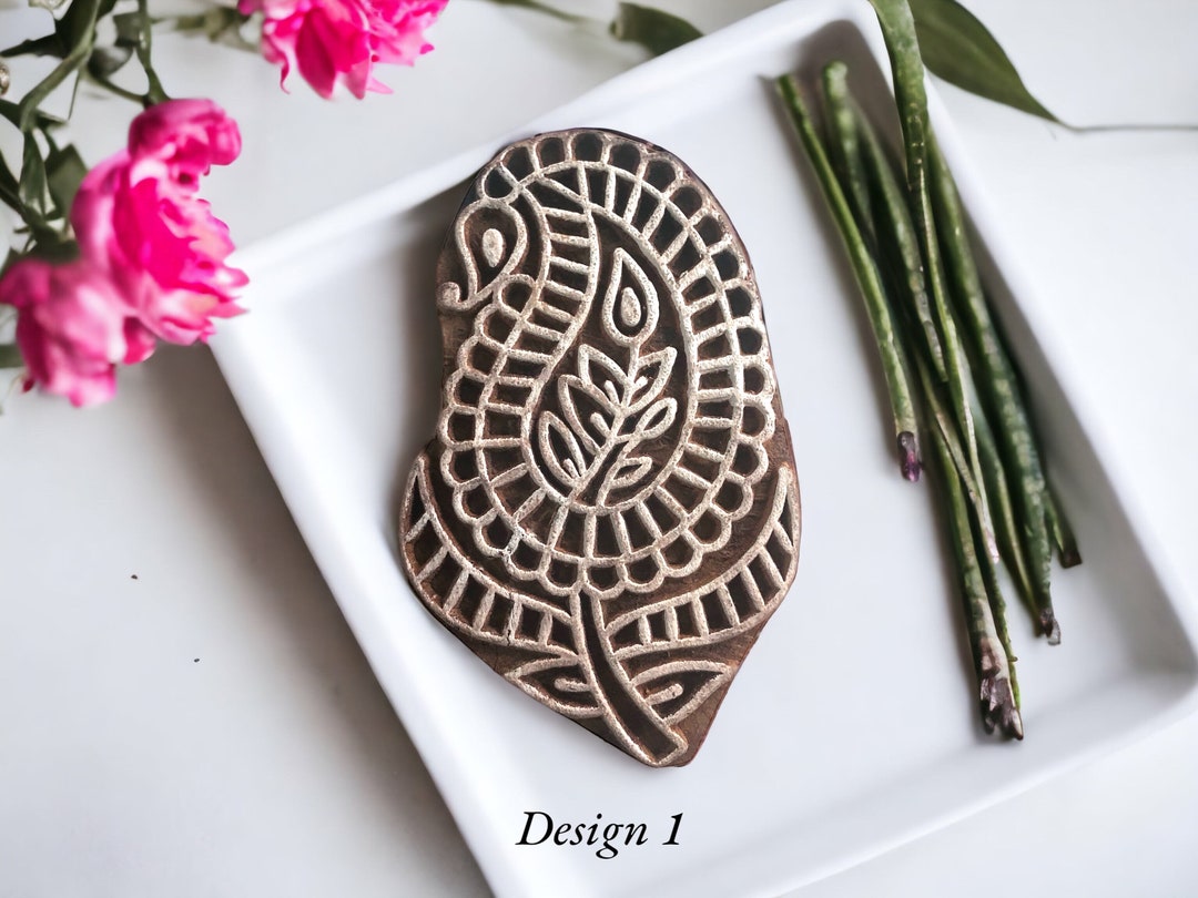 Indian Block Print Wooden Stamps, Hand Carved Wooden Blocks, DIY Fabric ...
