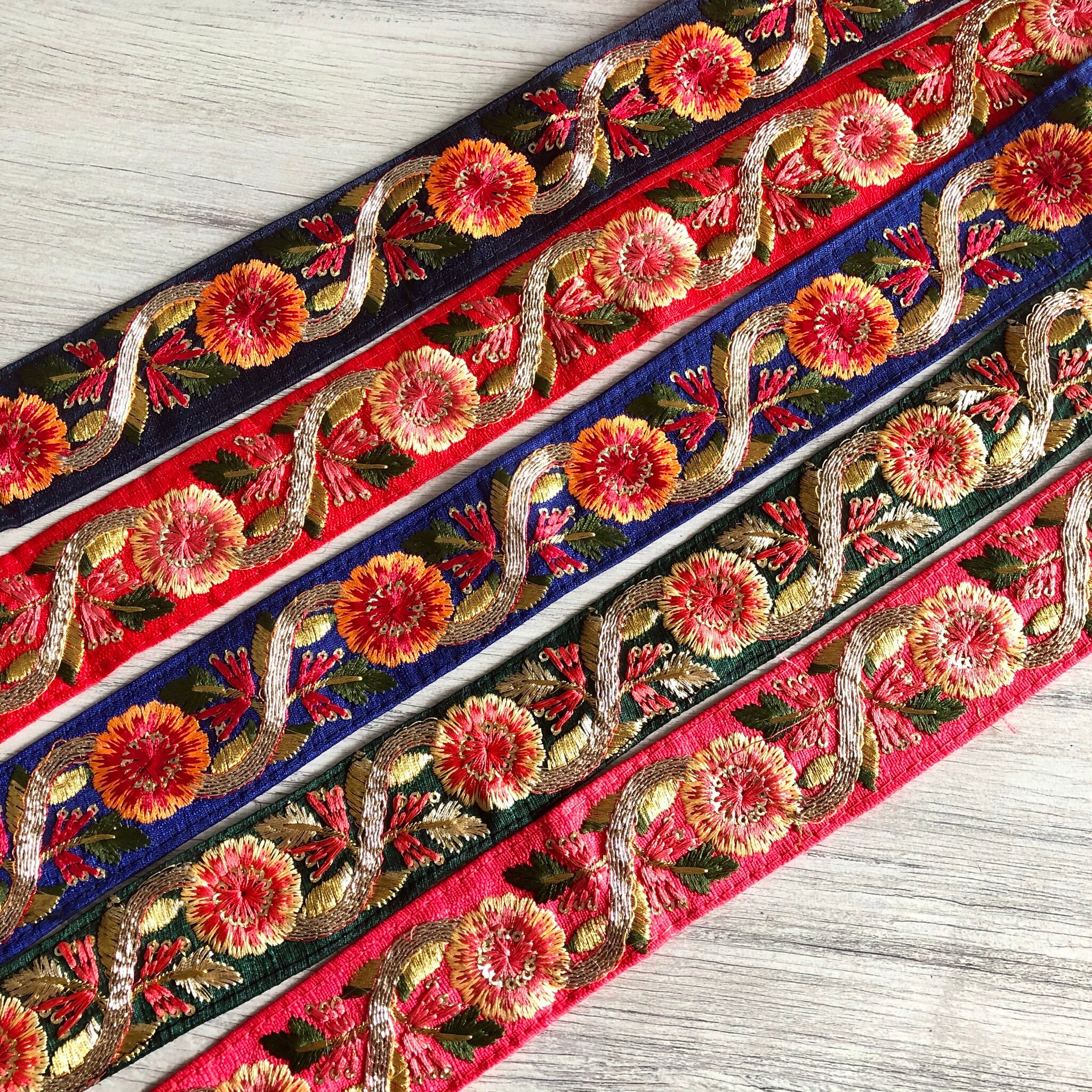 Embroidered Indian Trim By The Yard Indian Fabric Trim Sari | Etsy