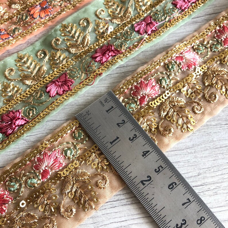 Embroidered Indian Trim, Floral Sari Border, Costume Ribbon - Etsy