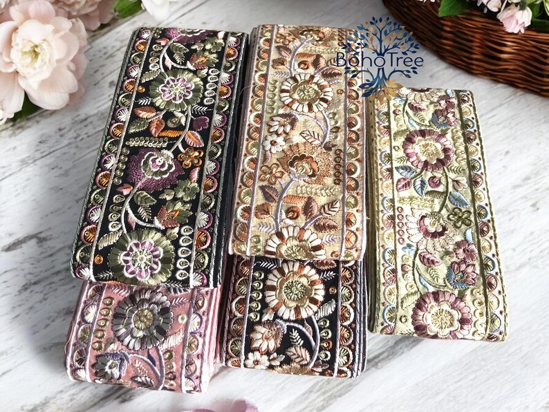 Sari Fabric Trim-multi Colour Embroidered Sari Border-silk Sari Fabric ...