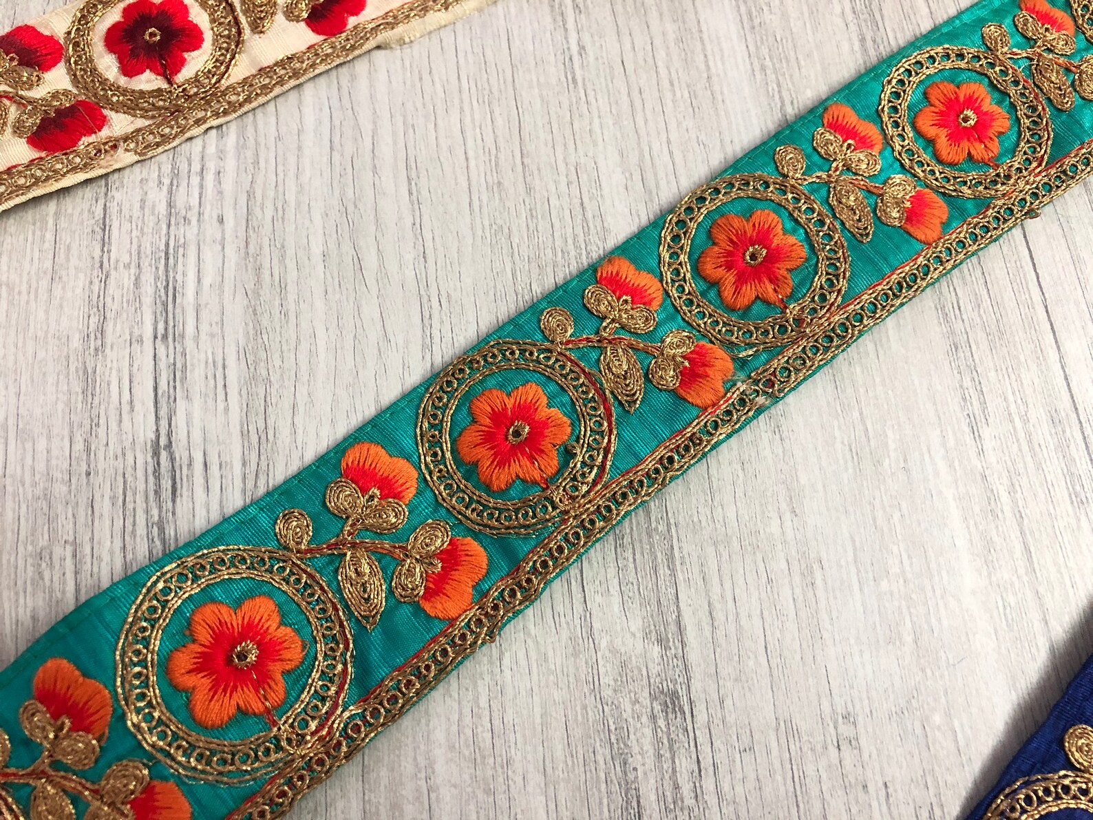 Silk Fabric Trim-multi Colour Embroidered Sari Border-silk | Etsy