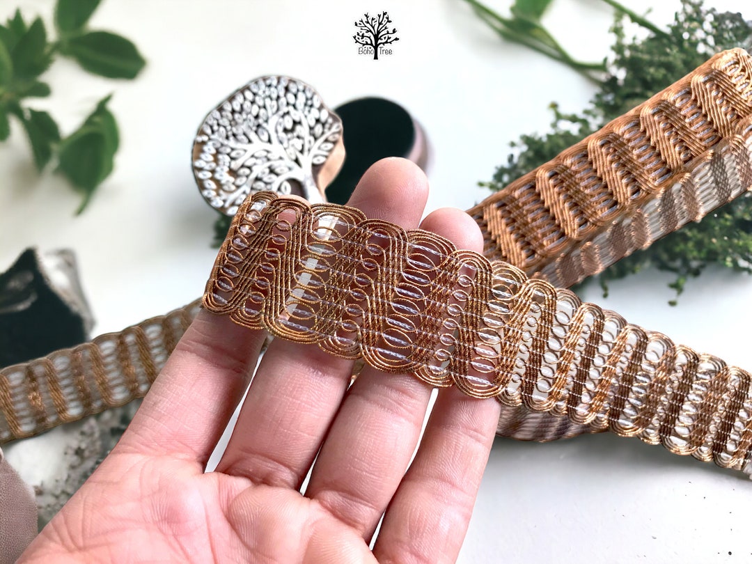 Copper Fringed Trim, Tassels Saree Trim by the Yard, Indian Sari Fabric ...