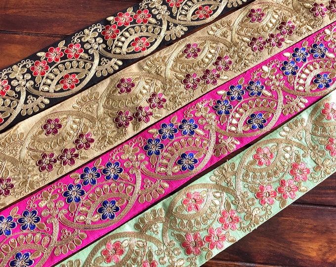 Saree Border Indian Lace Trim by the Yard, Embroidered Ribbon Sari ...