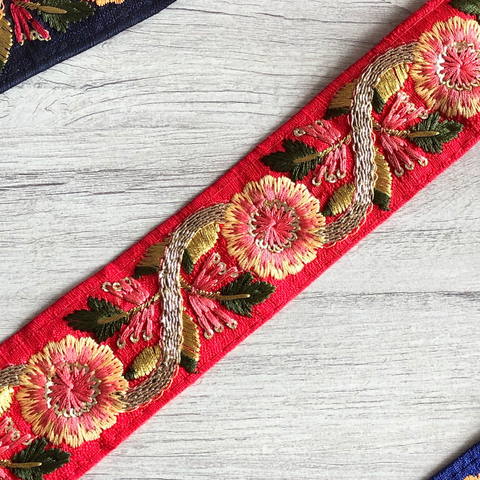 Embroidered Indian Trim by the Yard Indian Fabric Trim Sari | Etsy