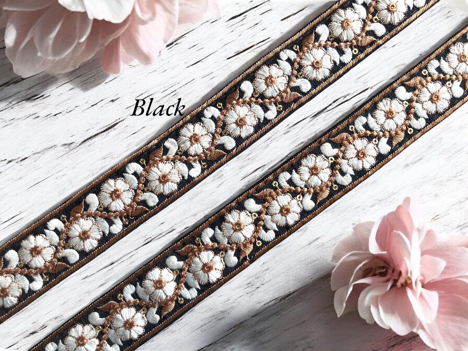 Floral Design Sari Fabric Trim by the Yard, Embroidered Saree Trim ...