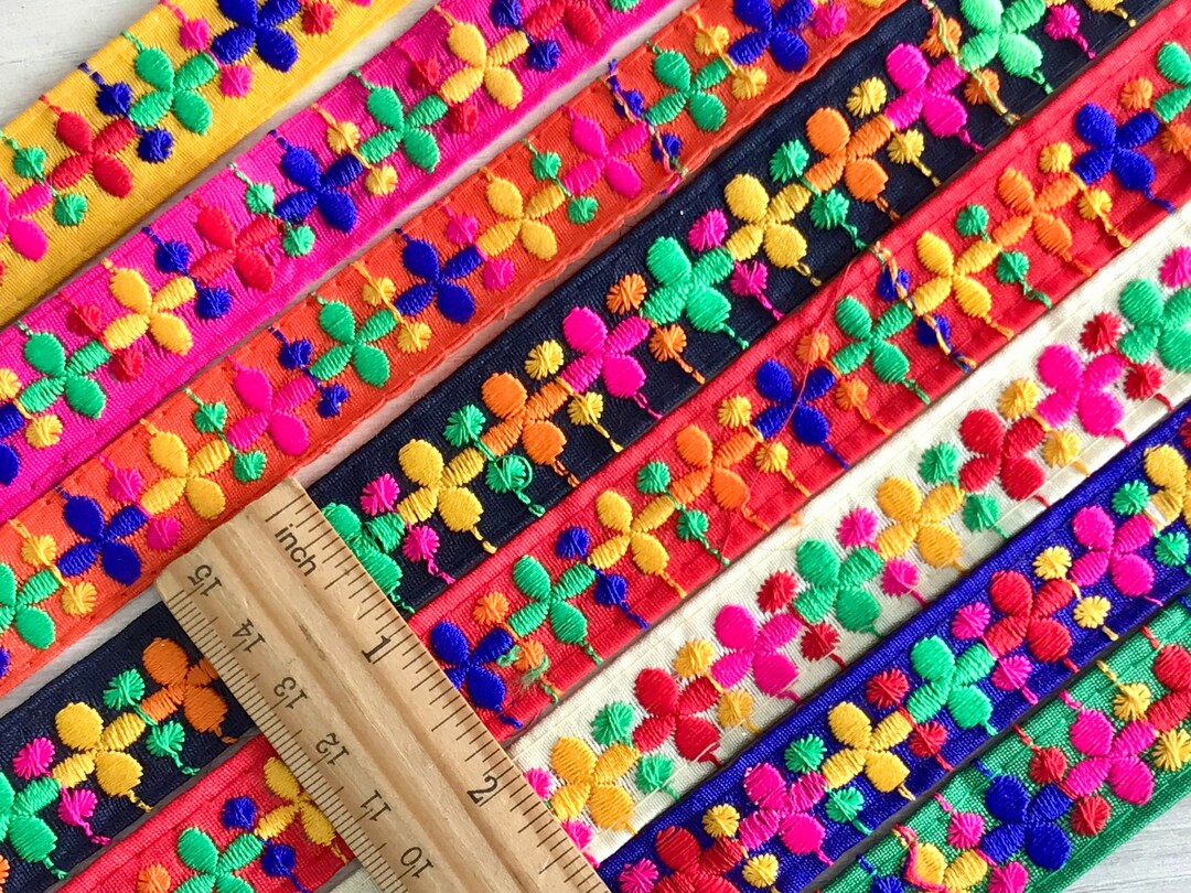 Embroidered Indian Trim by the Yard Indian Fabric Trim Sari Border ...