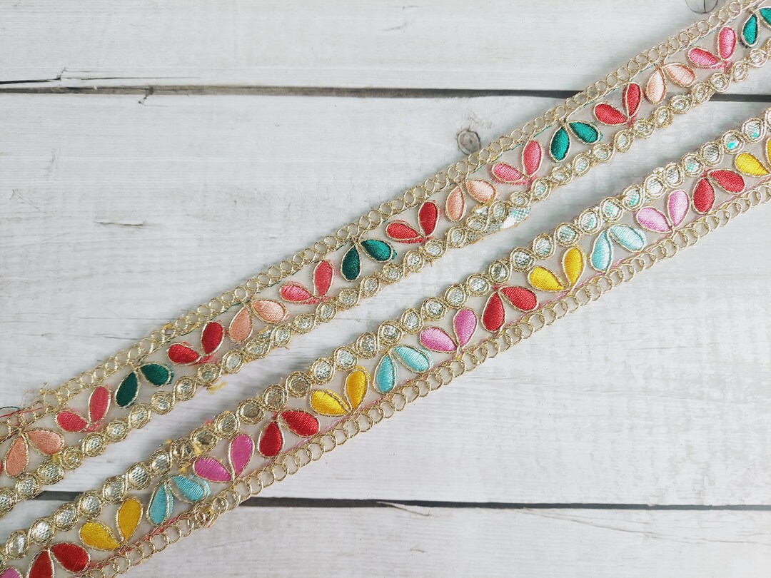 Sari Fabric Indian Trim, Embroidered Trim, Saree Border Fabric Trim for ...