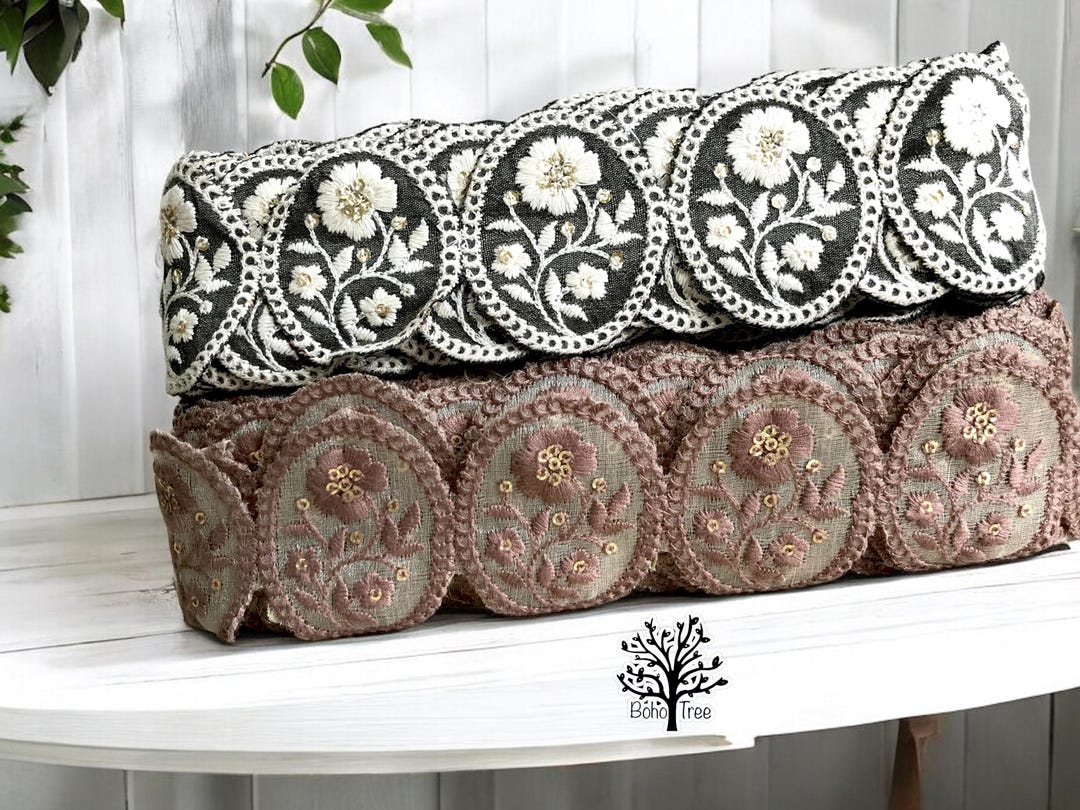 Embroidered Indian Lace Trim, Sari Border, Ribbon by the Yard - Etsy UK